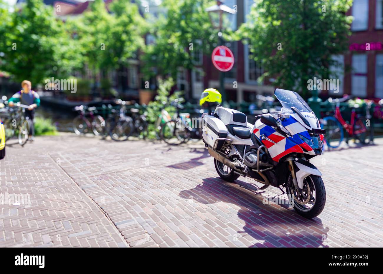 12. 05. 2024, Leiden, Netherlands Police Motor at Work at The Leiden ...
