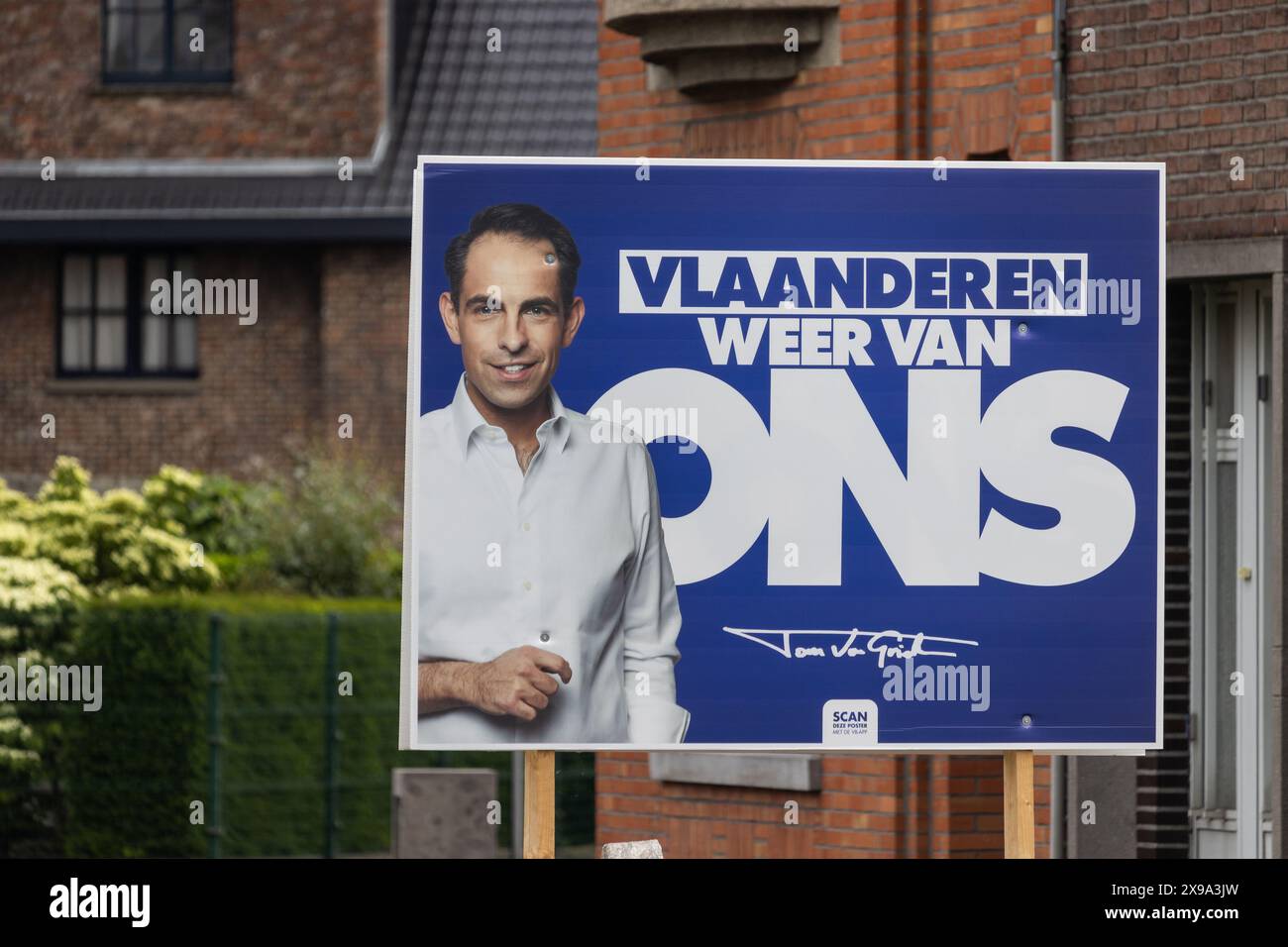 AALST, BELGIUM, 30 MAY 2024: Political poster for the extreme right ...