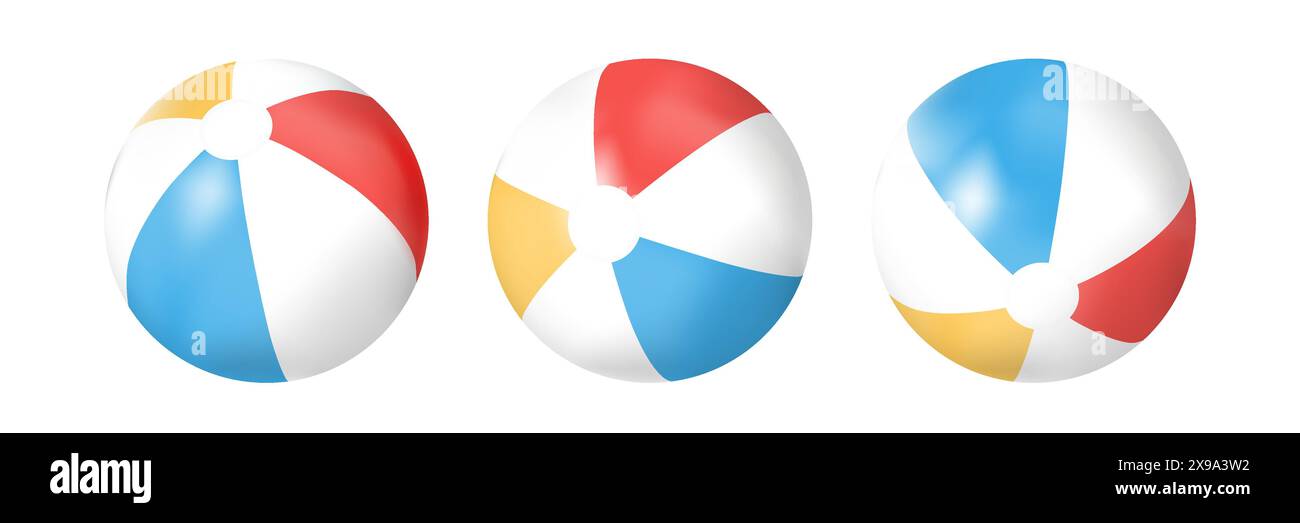 Realistic beach balls on isolated background. Inflatable ball for beach ...