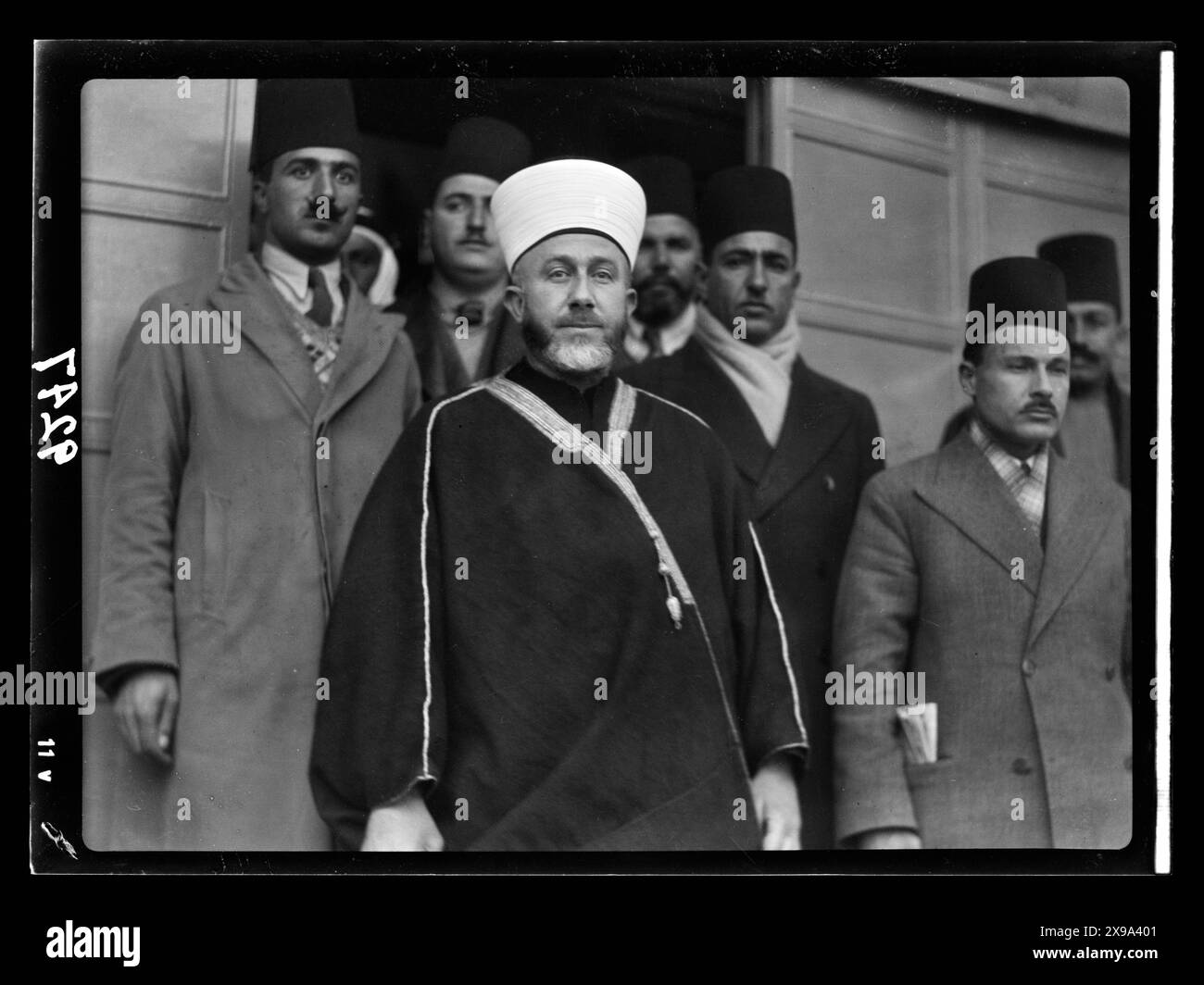 The Grand Mufti. Haj Amin eff. el-Husseini, with attendants, leaving ...