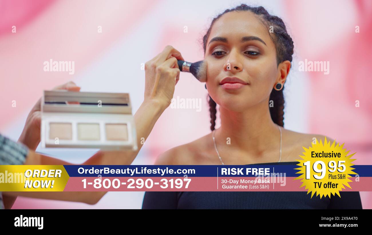 TV Show Infomercial: Female Host, Beauty Expert uses Blush Contour ...