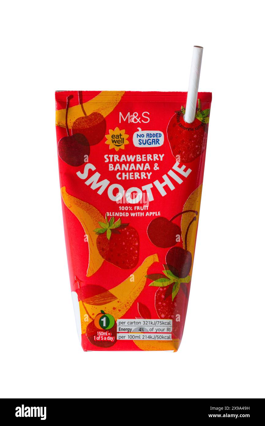 carton of Strawberry Banana & Cherry Smoothie from M&S isolated on ...