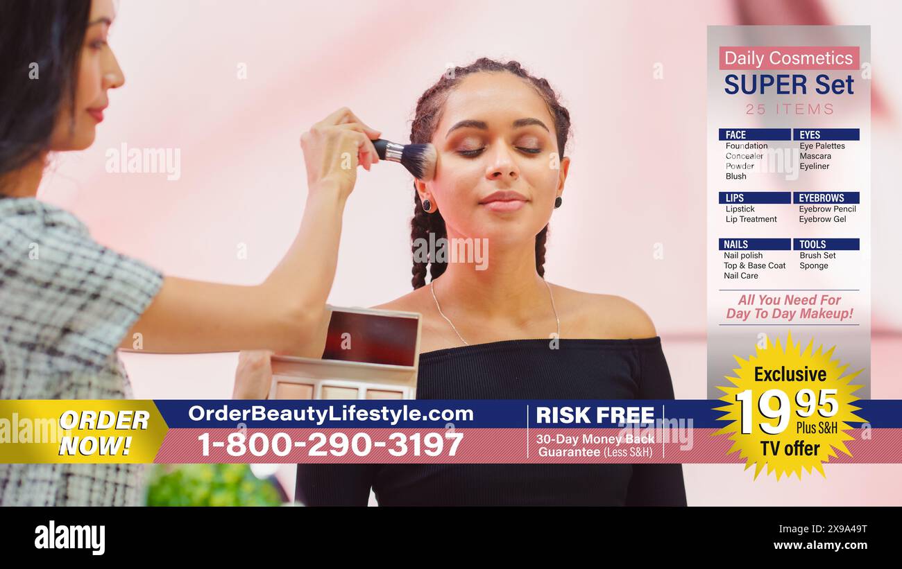 TV Show Infomercial: Female Host, Beauty Expert uses Blush Contour ...