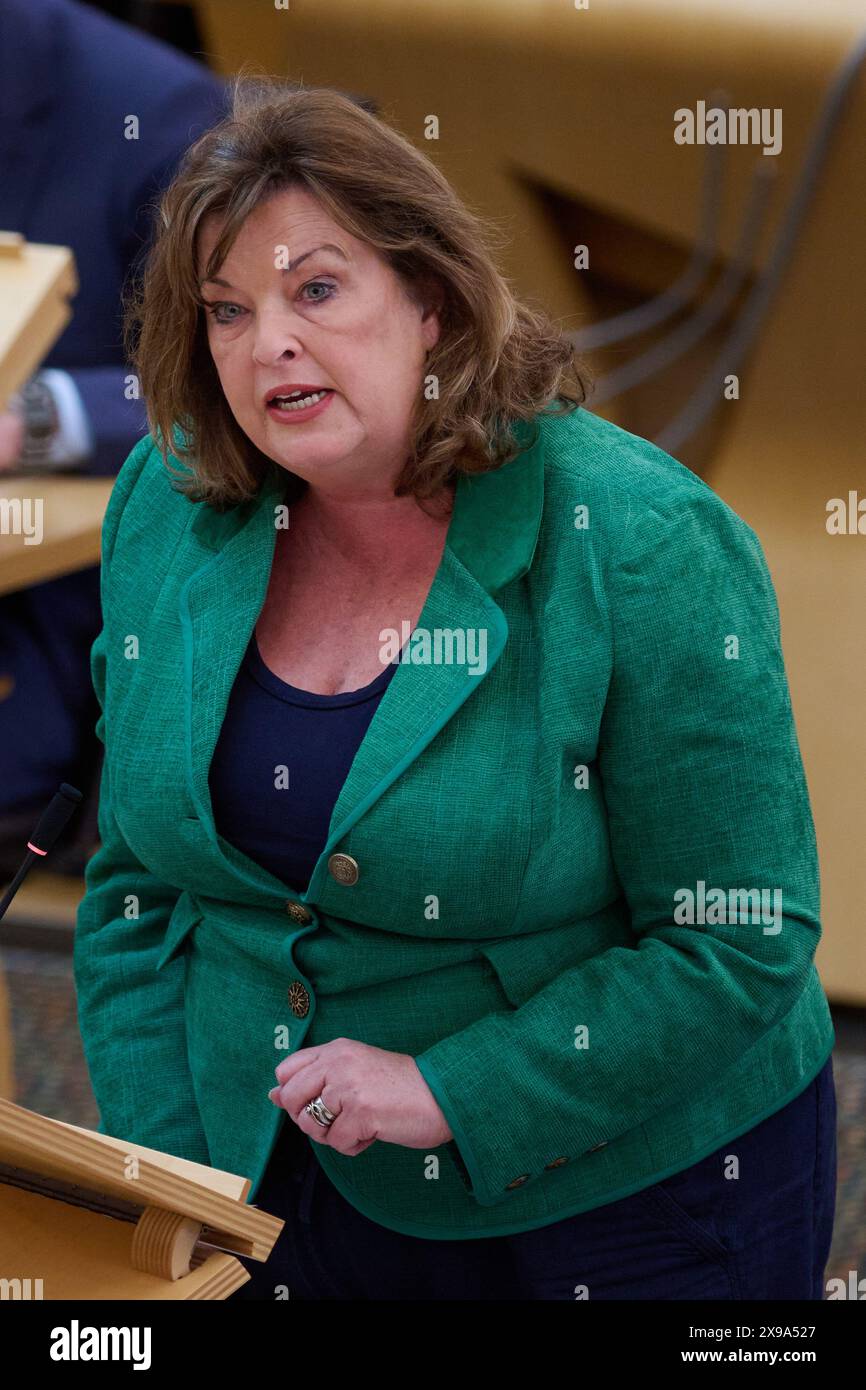 Edinburgh Scotland, UK 30 May 2024. Cabinet Secretary for Transport Fiona Hyslop MSP at the ...