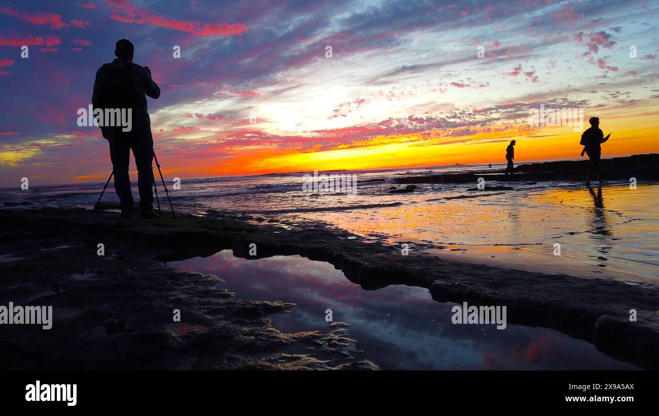 Southern California coastal scenes with waves and beaches, sunsets and ...