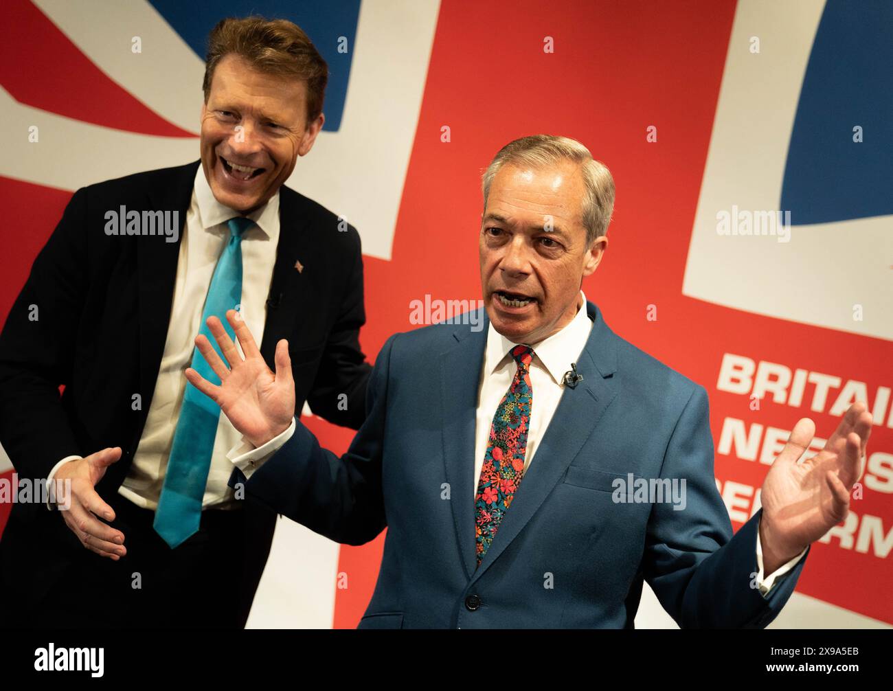 Leader of Reform UK Richard Tice and Nigel Farage during a press ...