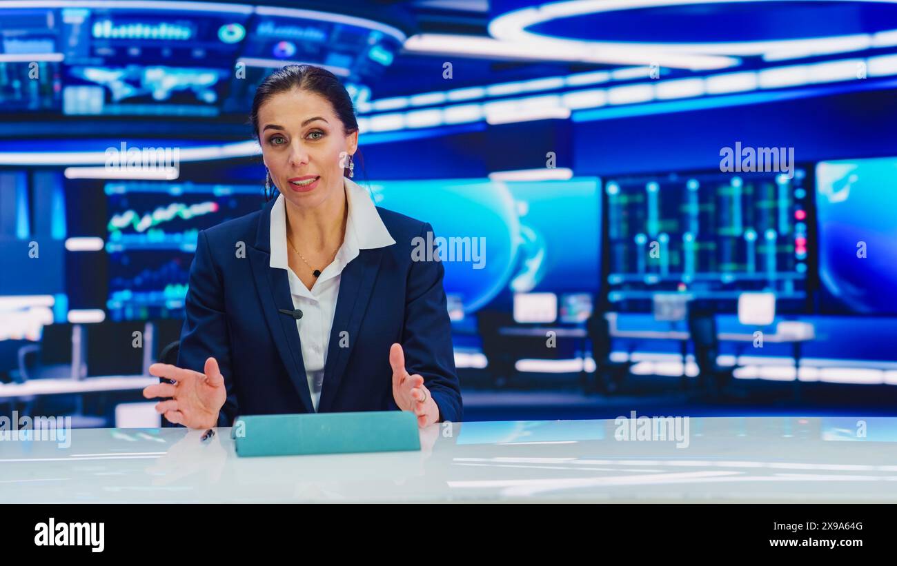On Air TV Live News Program with Professional Female Presenter ...