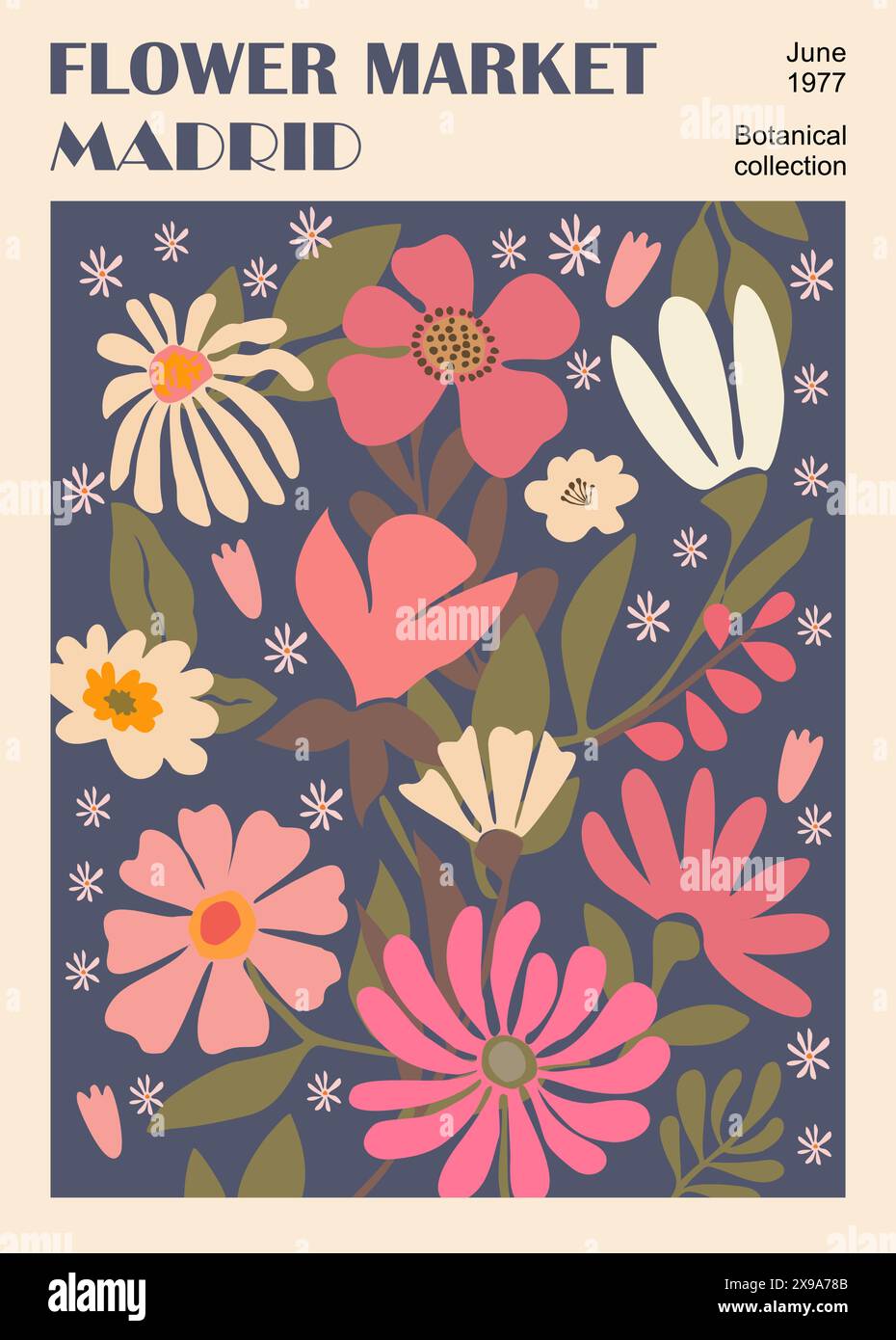 Abstract Flower Market Madrid poster art vector Stock Vector Image ...