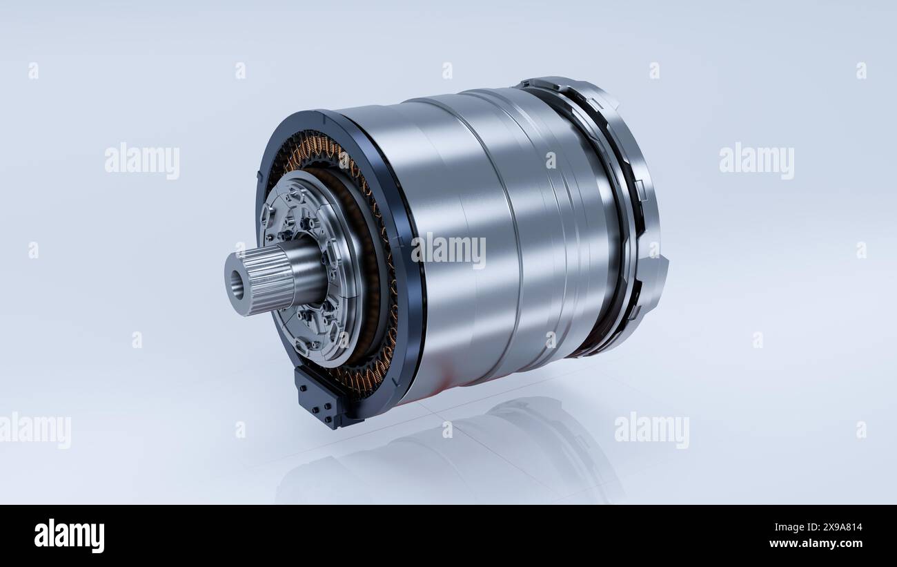 Futuristic 3D Render of Metal Engine for Modern Equipment. Three ...