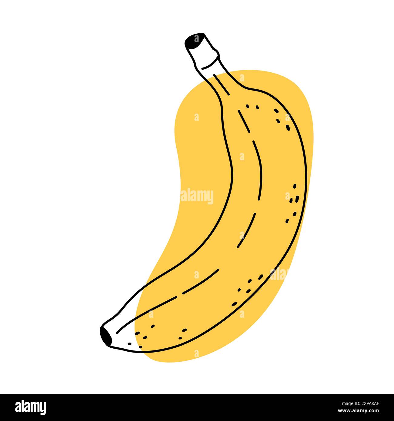 Doodle banana abstract icon. Delicious tropical fruit, vegetarian ...