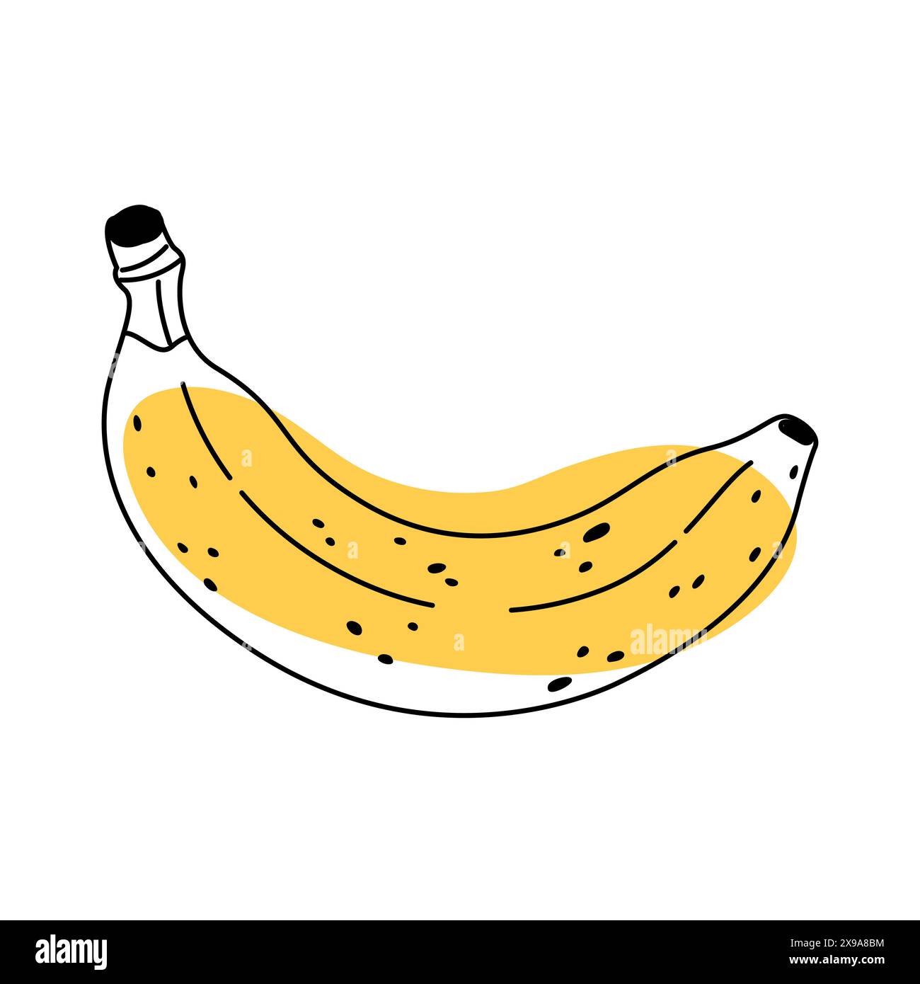 Doodle banana abstract icon. Delicious tropical fruit, vegetarian ...