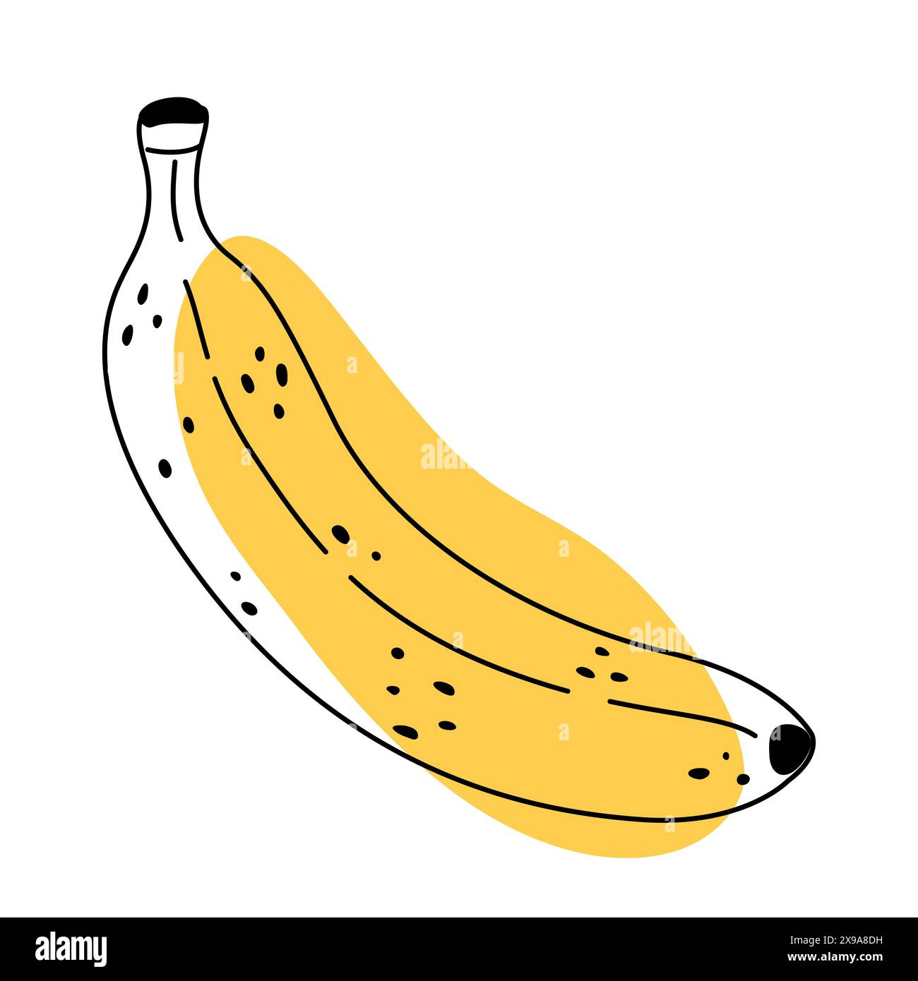 Doodle banana abstract icon. Delicious tropical fruit, vegetarian ...