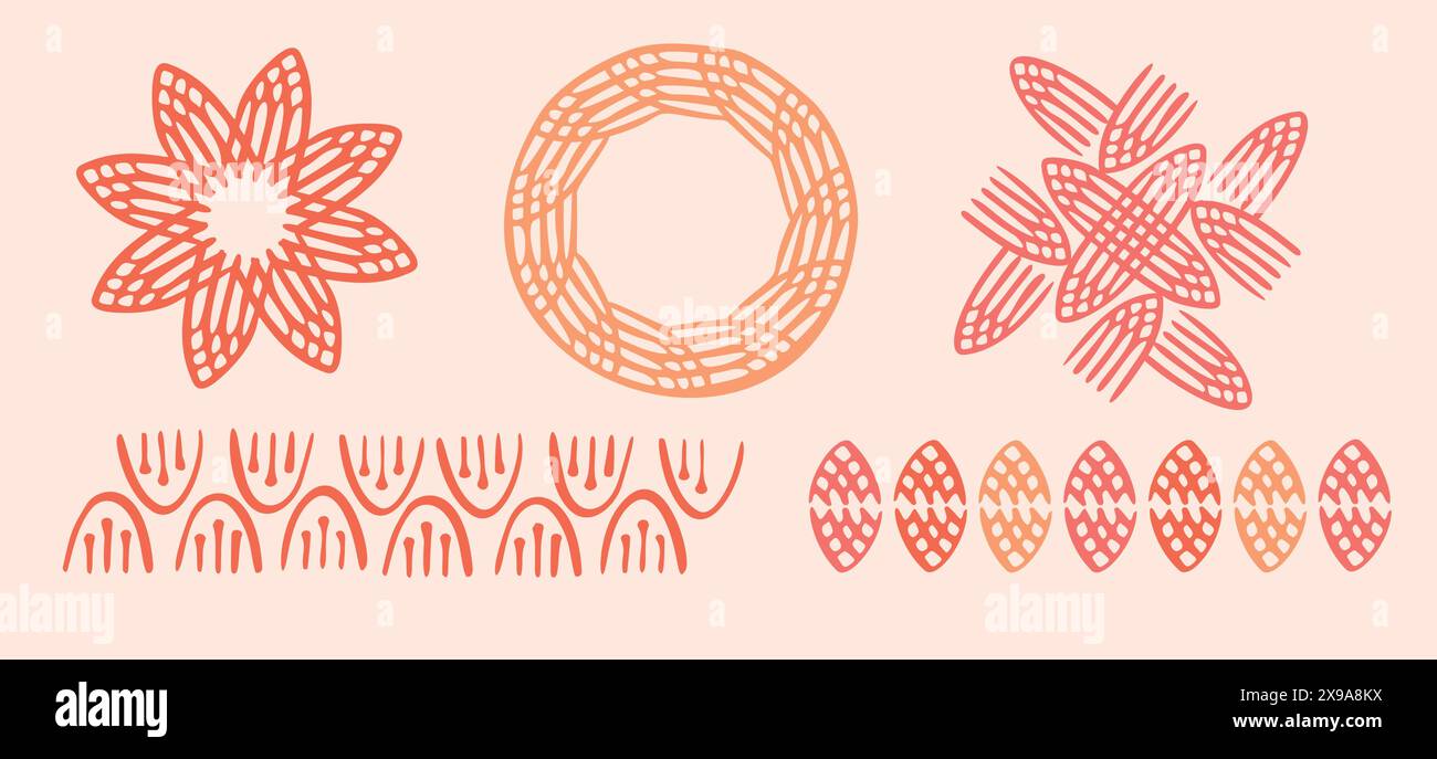Peach fuzz botanical set texture vector motif with color of the year ...