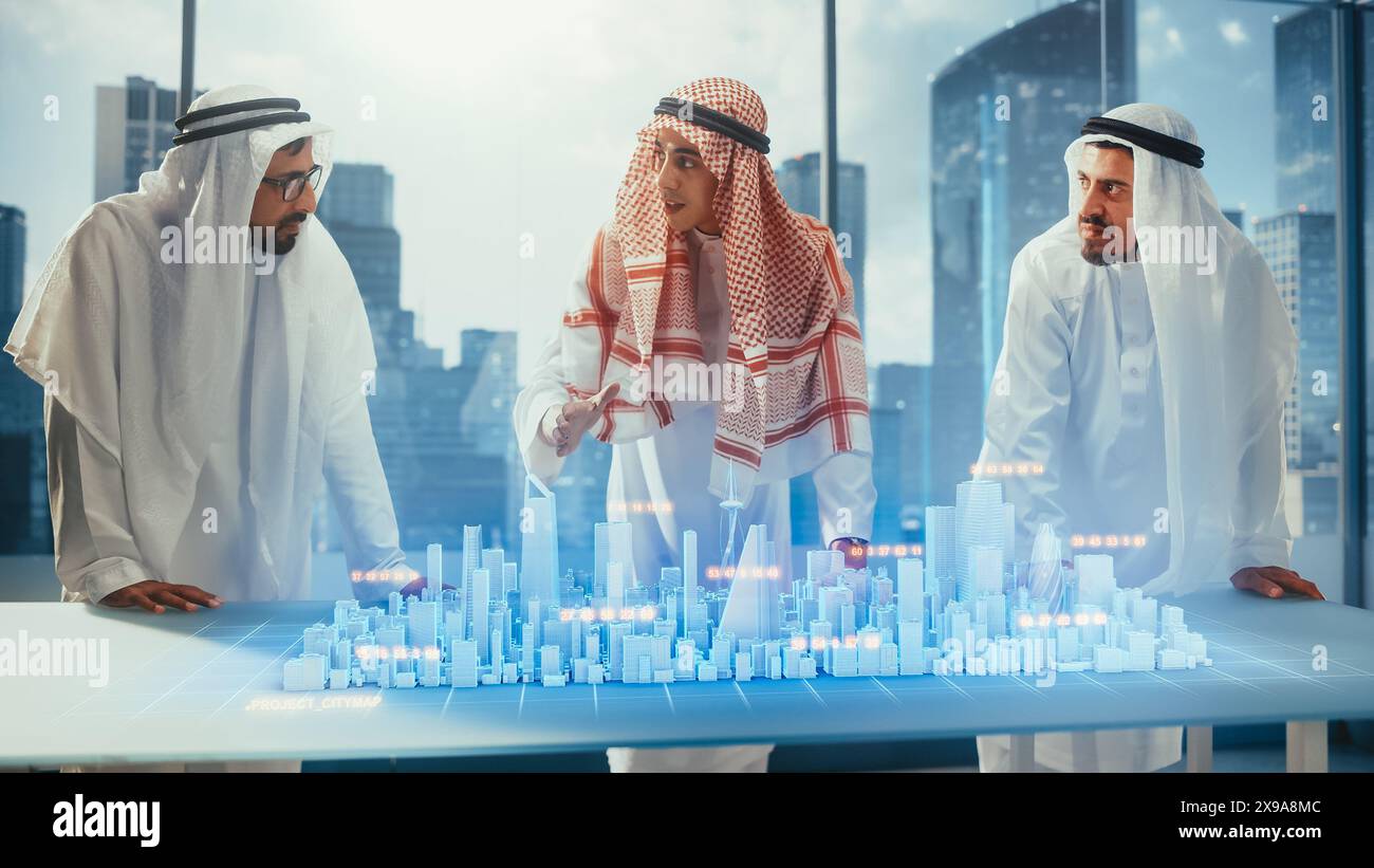 Group of Arab Real Estate Business Developers in Traditional Clothes ...