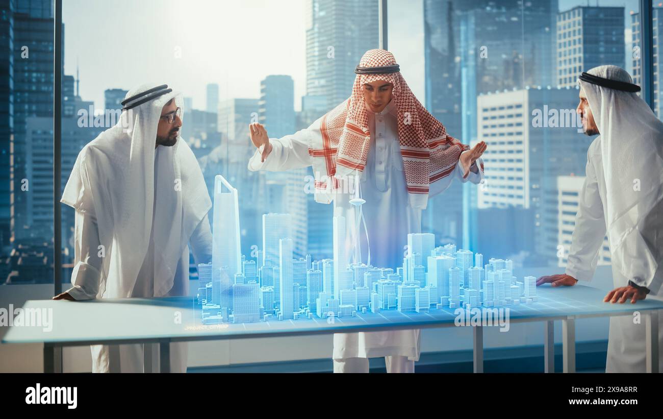 Group of Muslim Real Estate Business Developers in Traditional Clothes ...