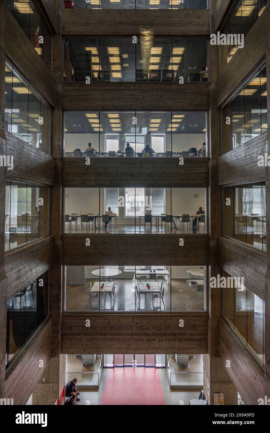 Strasbourg, France - 06 28 2023: View inside André Malraux Media ...
