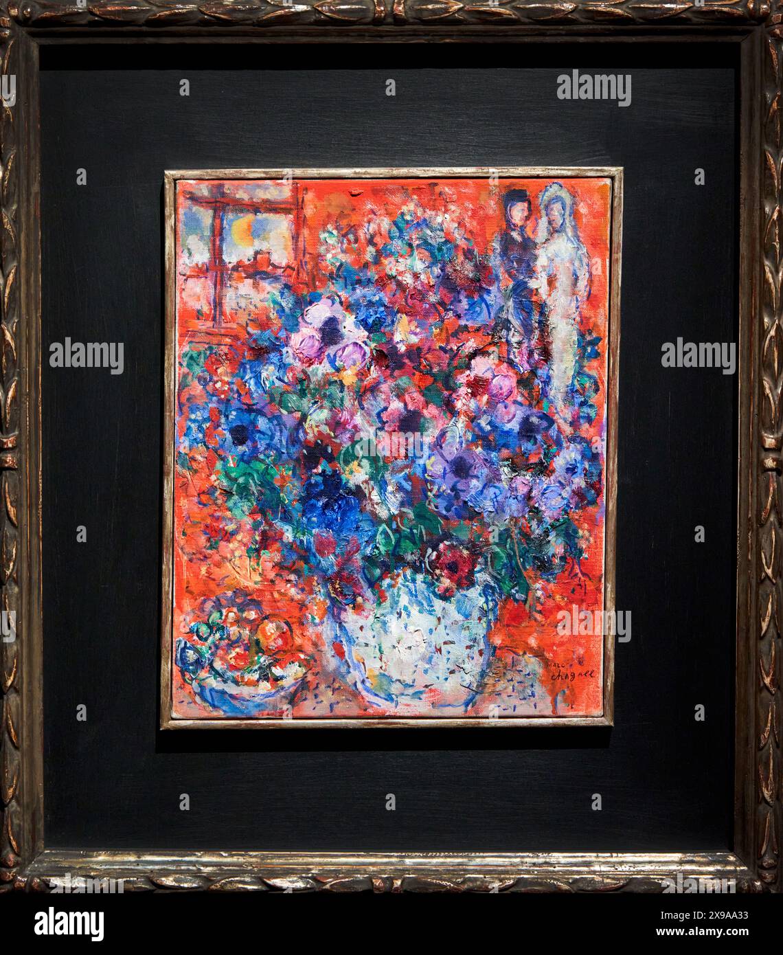 Bouquet Of Flowers On A Red Background 1970 Marc Chagall 1997 1985