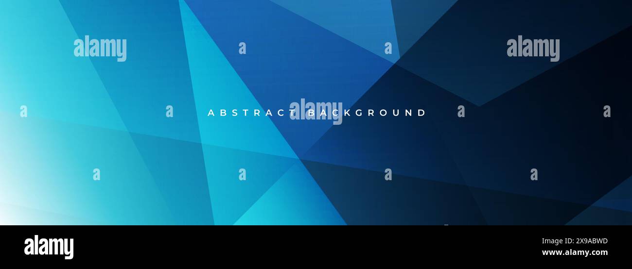Blue modern abstract wide banner with geometric shapes. Dark blue ...