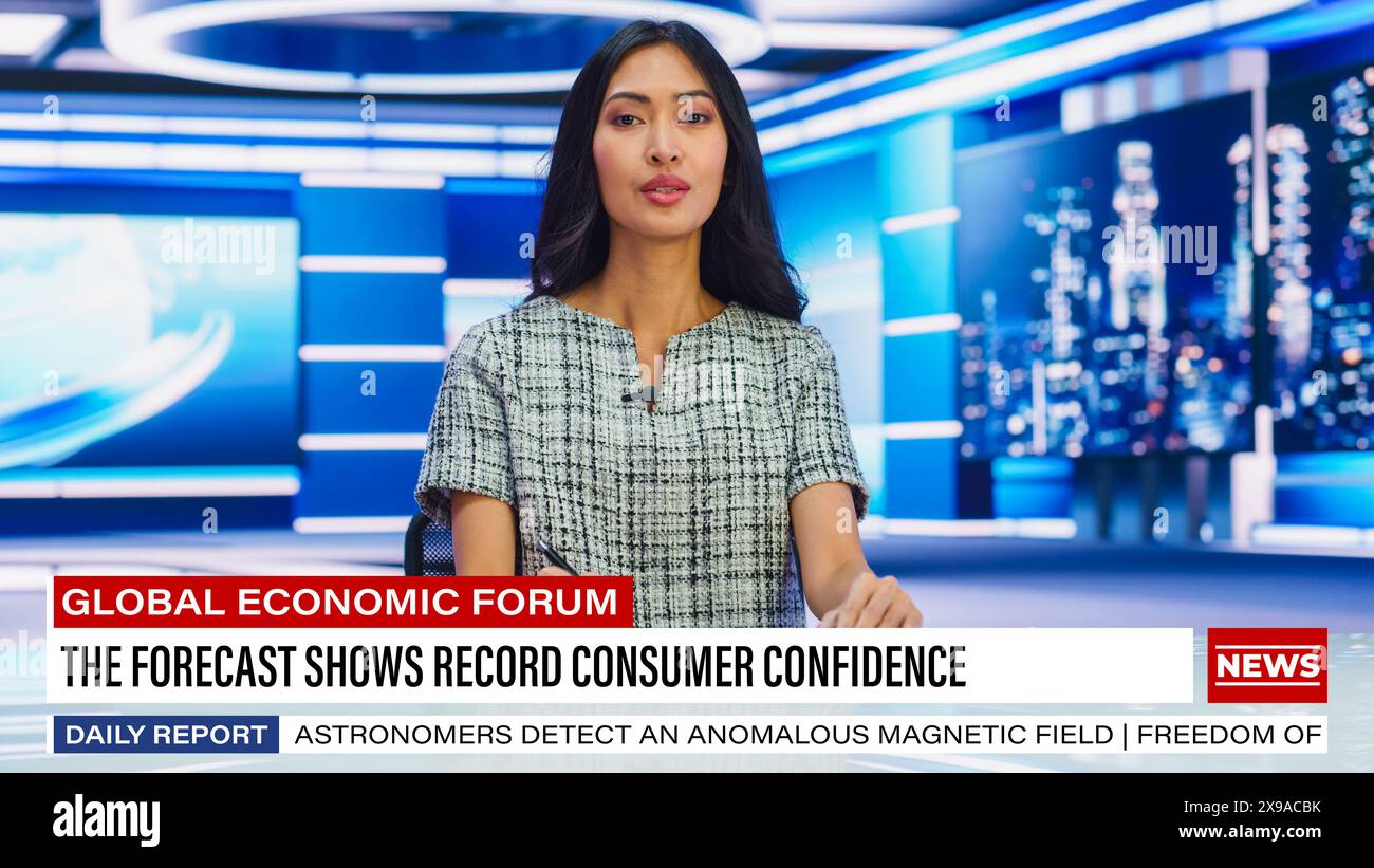 On Air TV Live News Program with Professional Female Presenter ...