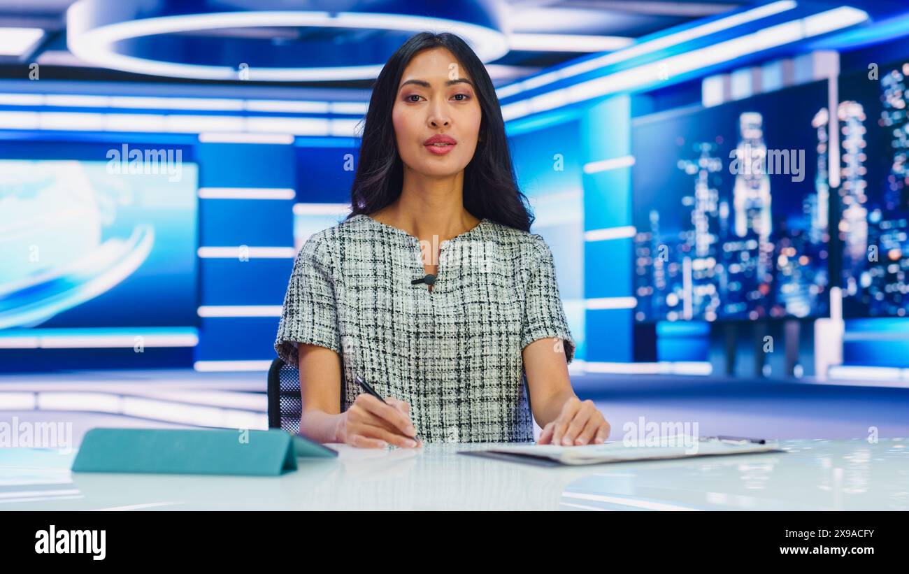 On Air TV Live News Program with Professional Female Presenter ...