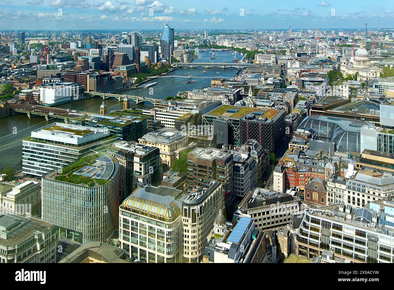 London panoramic view across River Thames London Millennium and ...