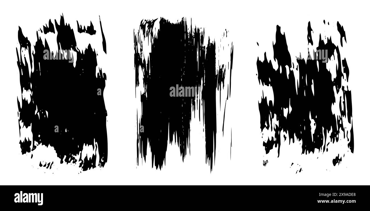 Vector set of grunge watercolor wide prints, imprints. Black collection ...