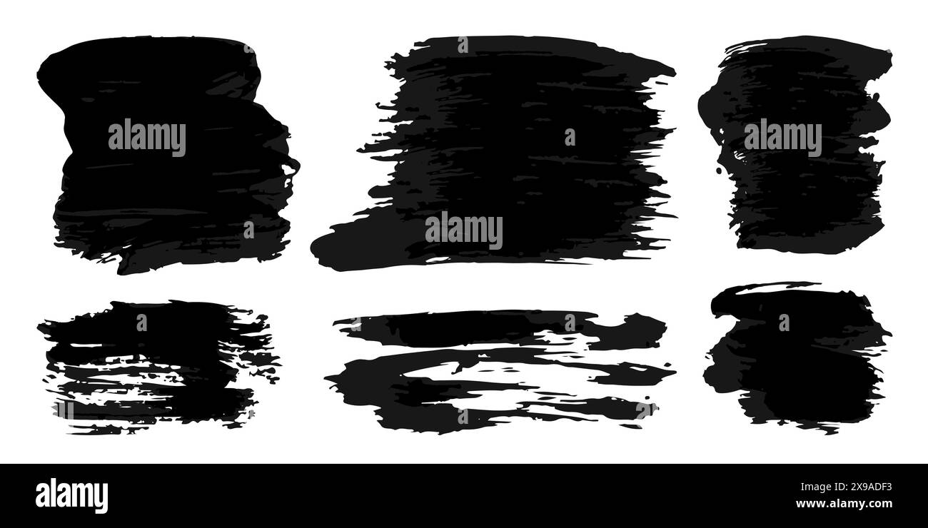 Brush strokes, stains, drops, splashes, scratches. Vector set of grunge ...