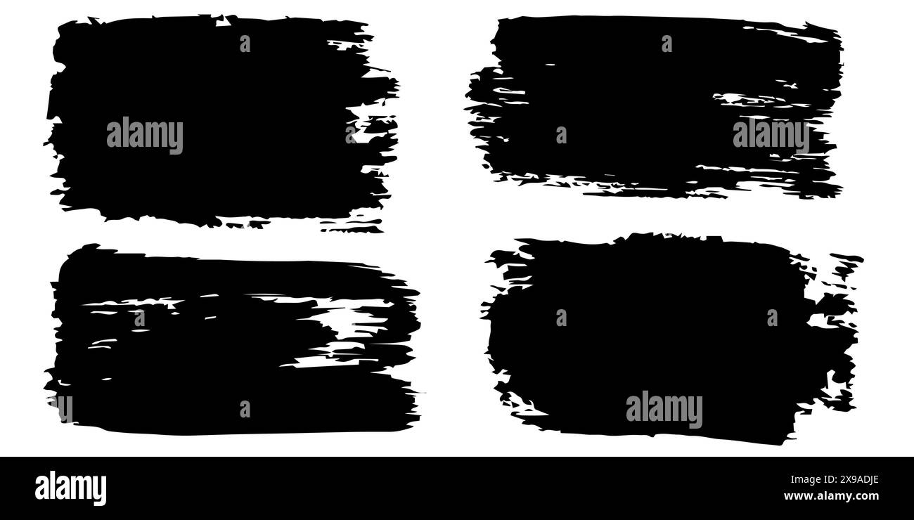 Vector set of grunge watercolor broad strokes. Brush. Black collection ...