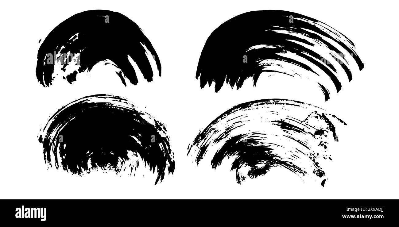 Vector set of grunge watercolor broad strokes. Black collection of ...