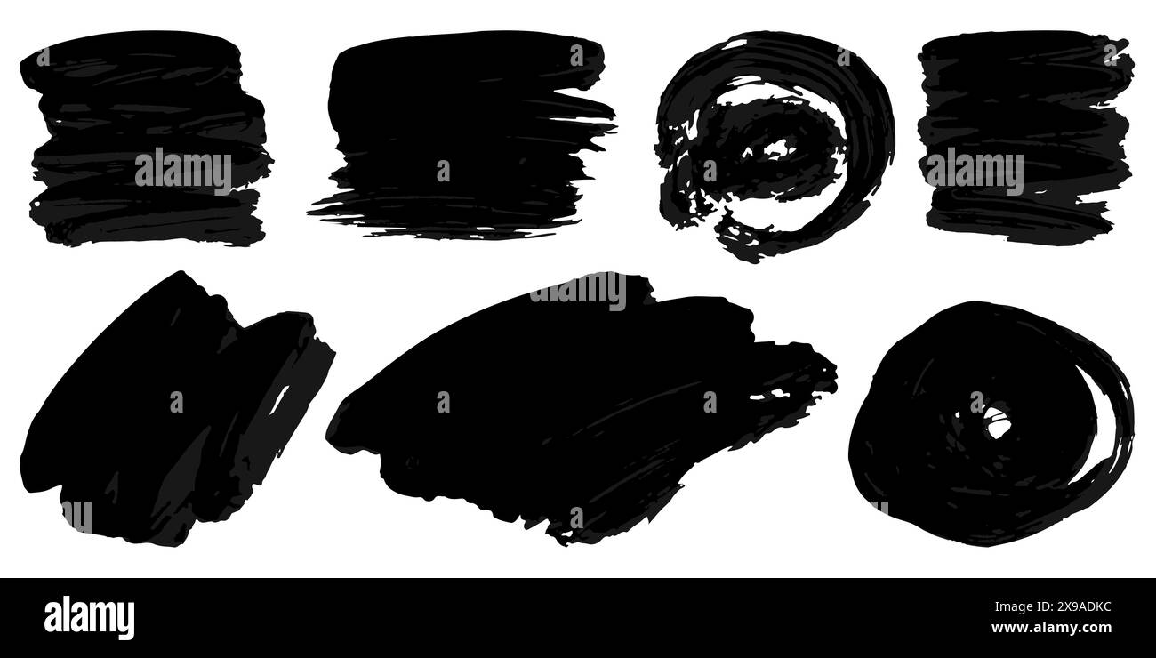 Brush. Vector set of grunge watercolor broad strokes. Collection of ...