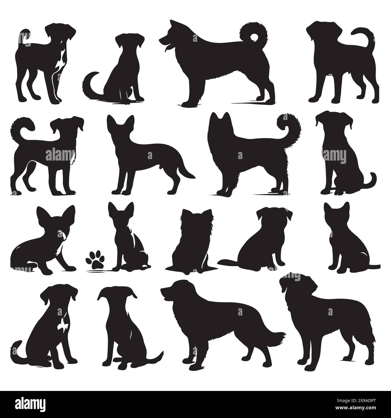 Silhouette set of dogs. Vector isolated illustration Stock Vector Image ...