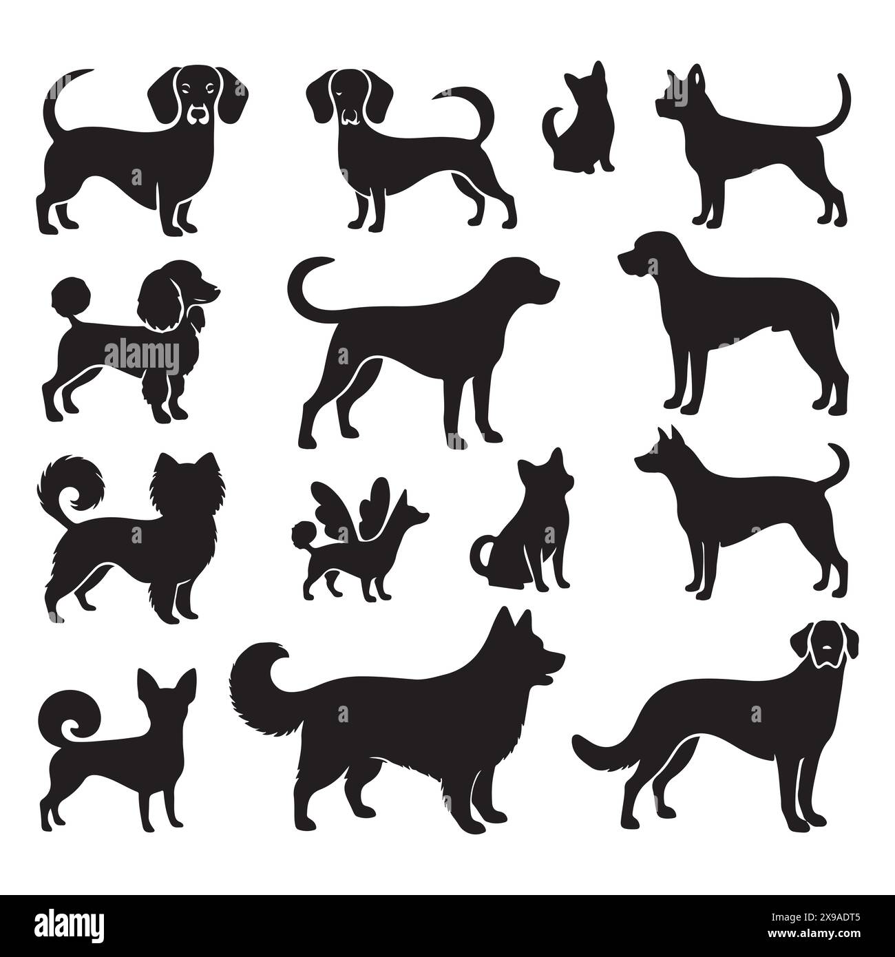 Silhouette set of dogs. Vector isolated illustration Stock Vector Image ...