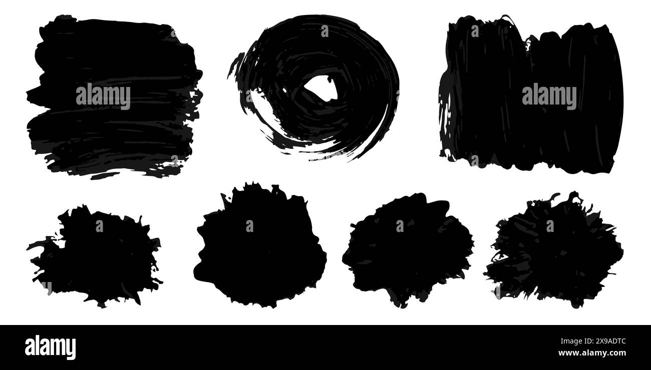 Brush. Vector set of grunge watercolor broad strokes. Collection of ...