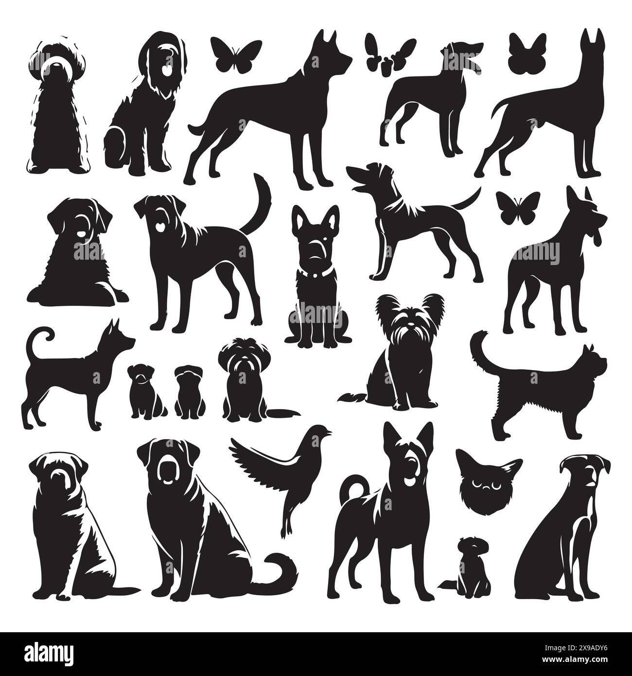 Silhouette set of dogs. Vector isolated illustration Stock Vector Image ...