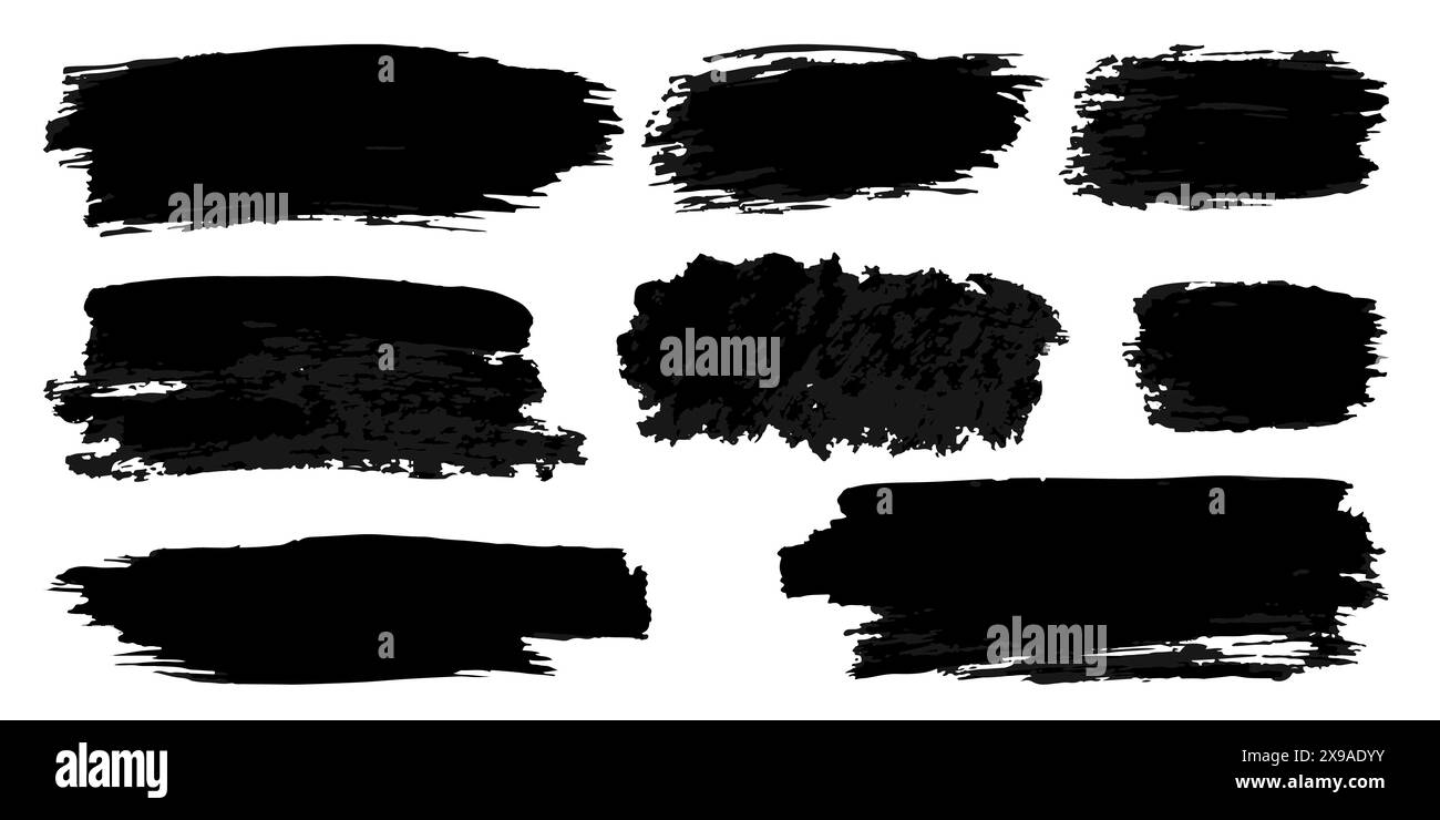 Brush. Vector set of grunge watercolor broad strokes. Collection of ...