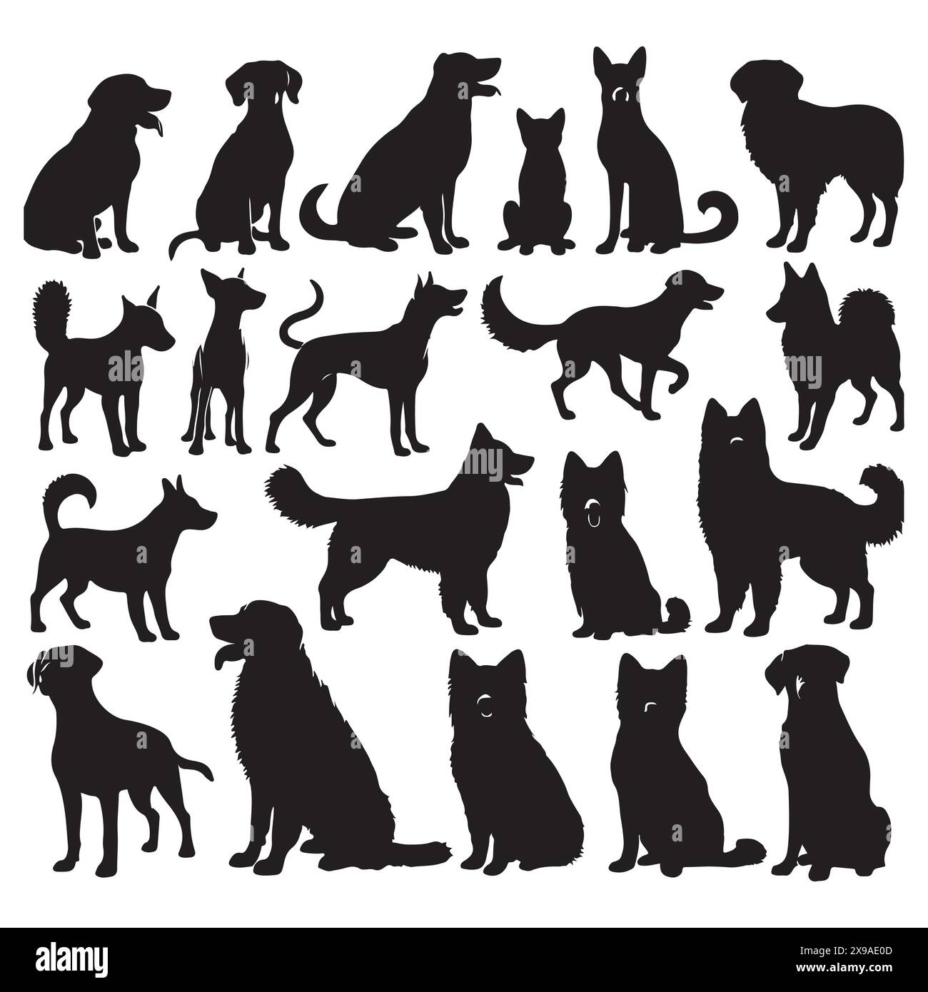 Silhouette set of dogs. Vector isolated illustration Stock Vector Image ...