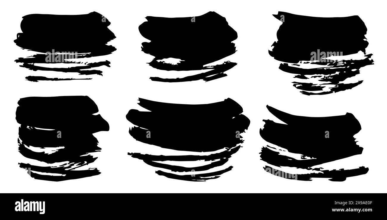 Vector set of grunge watercolor broad strokes. Brush strokes, stains ...
