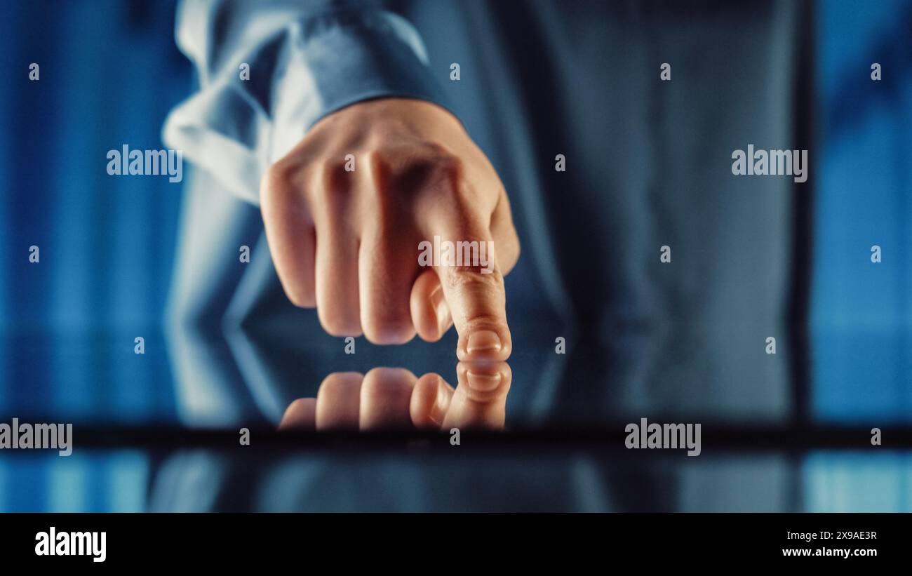 Futuristic Fingerprint Scanner Template: Human Finger Pushes Touch ... Futuristic Fingerprint Scanner Template: Human Finger Pushes Touch ...
