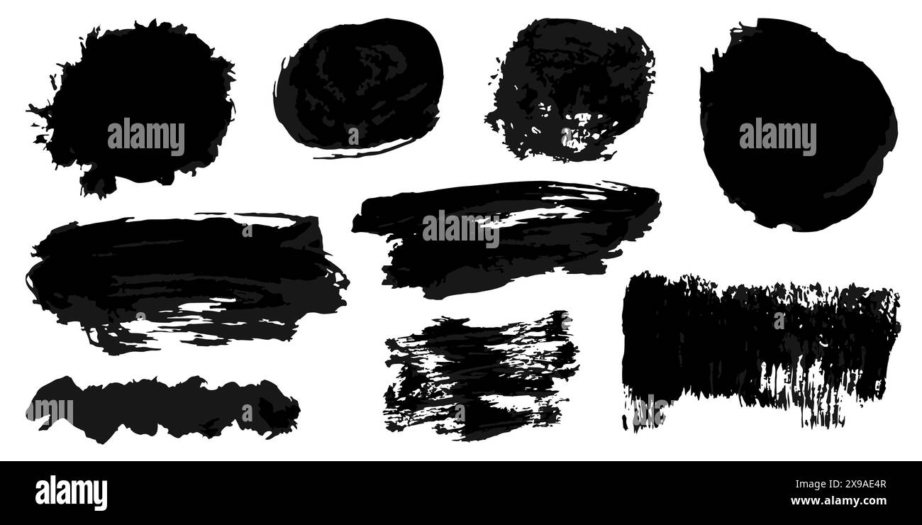 Grunge dirty shapes and silhouettes for your design. Black collection ...
