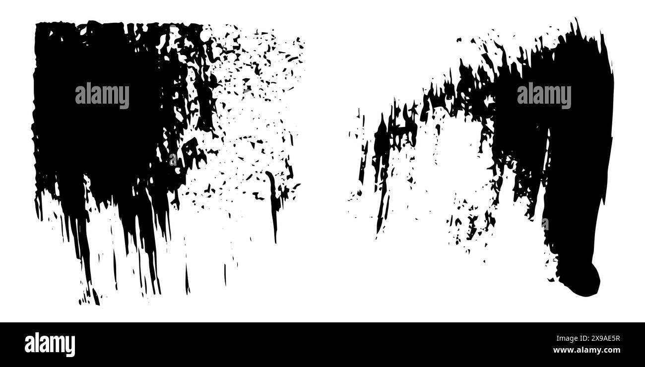 Vector set of grunge watercolor broad strokes. Black collection of ...