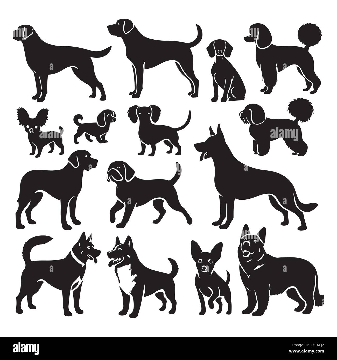 Silhouette set of dogs. Vector isolated illustration Stock Vector Image ...