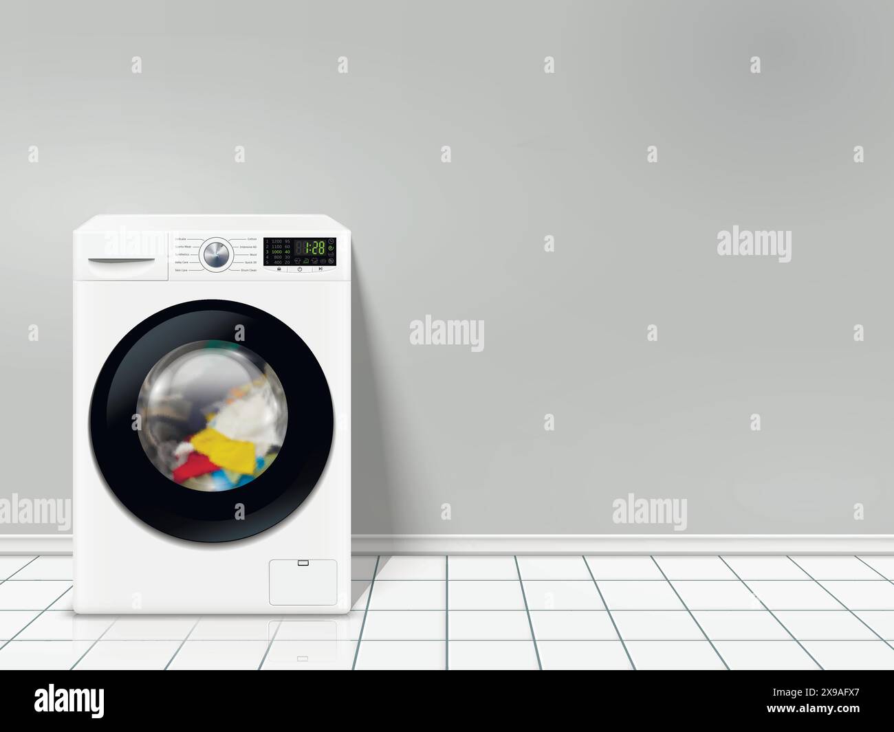 Washing machine grey background Stock Vector Images - Alamy