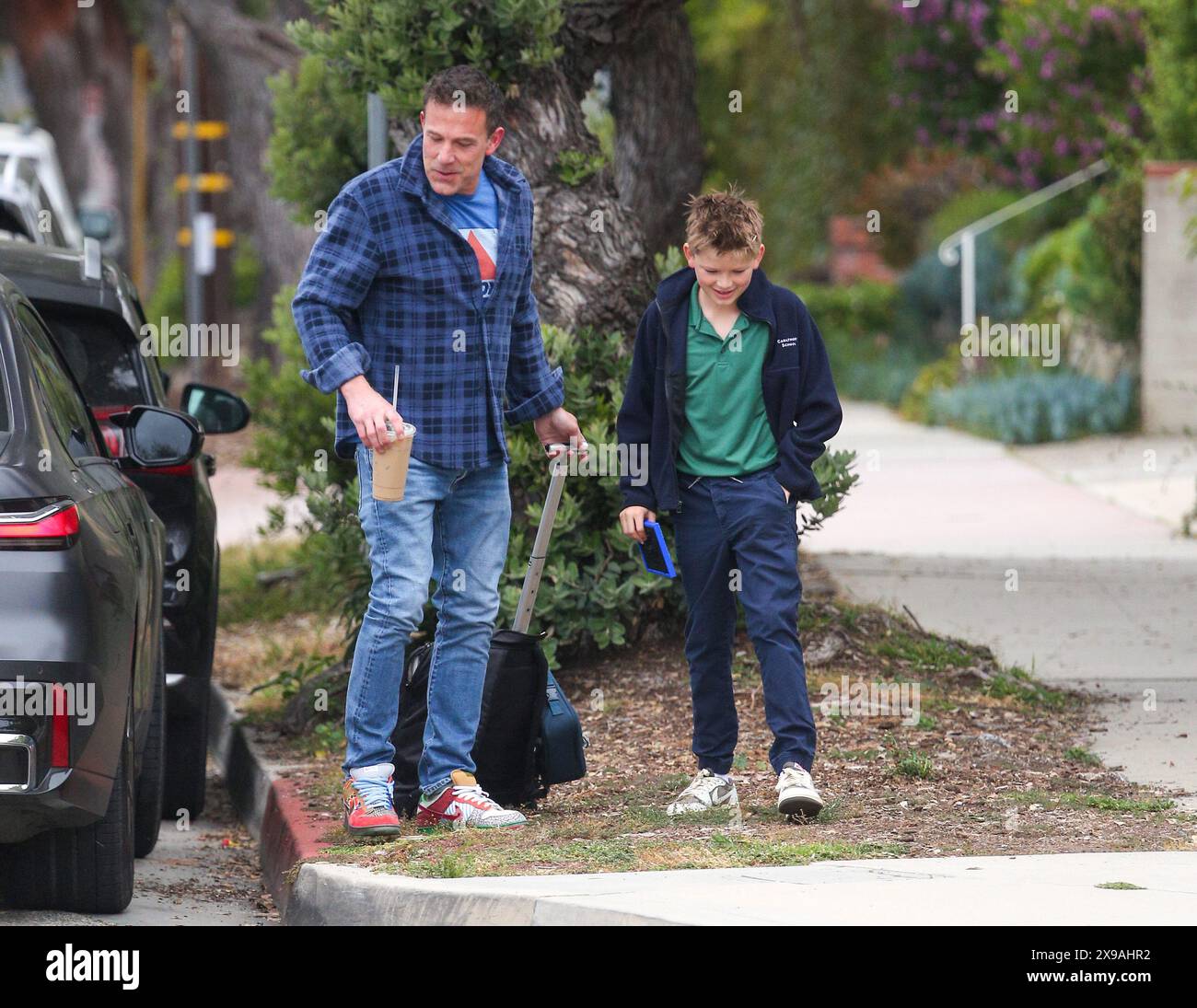 Ben Affleck and Samuel Affleck school drop off. Featuring: Ben Affleck ...