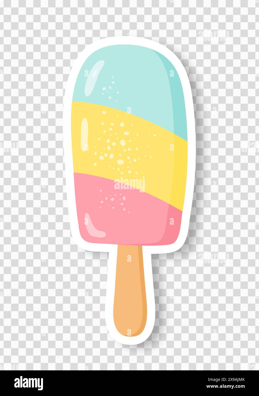 Popsicle on a stick on a transparent background. Trendy pop art design ...