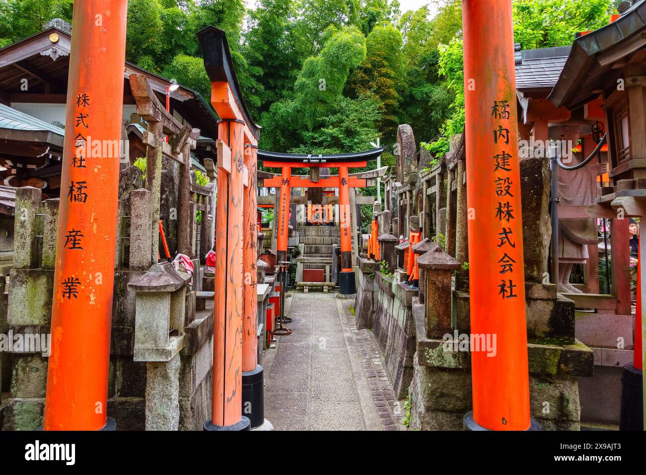 Kyoto, Japan, April 18, 2024: Red doors at Fushimi Inari Shrine Temple ...