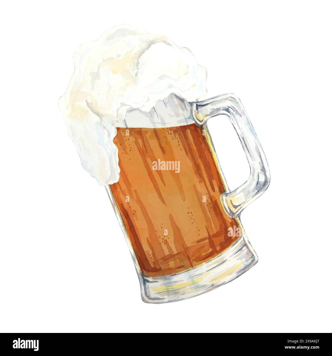 Beer mug with foam head clipart. Watercolor illustration of Oktoberfest ...