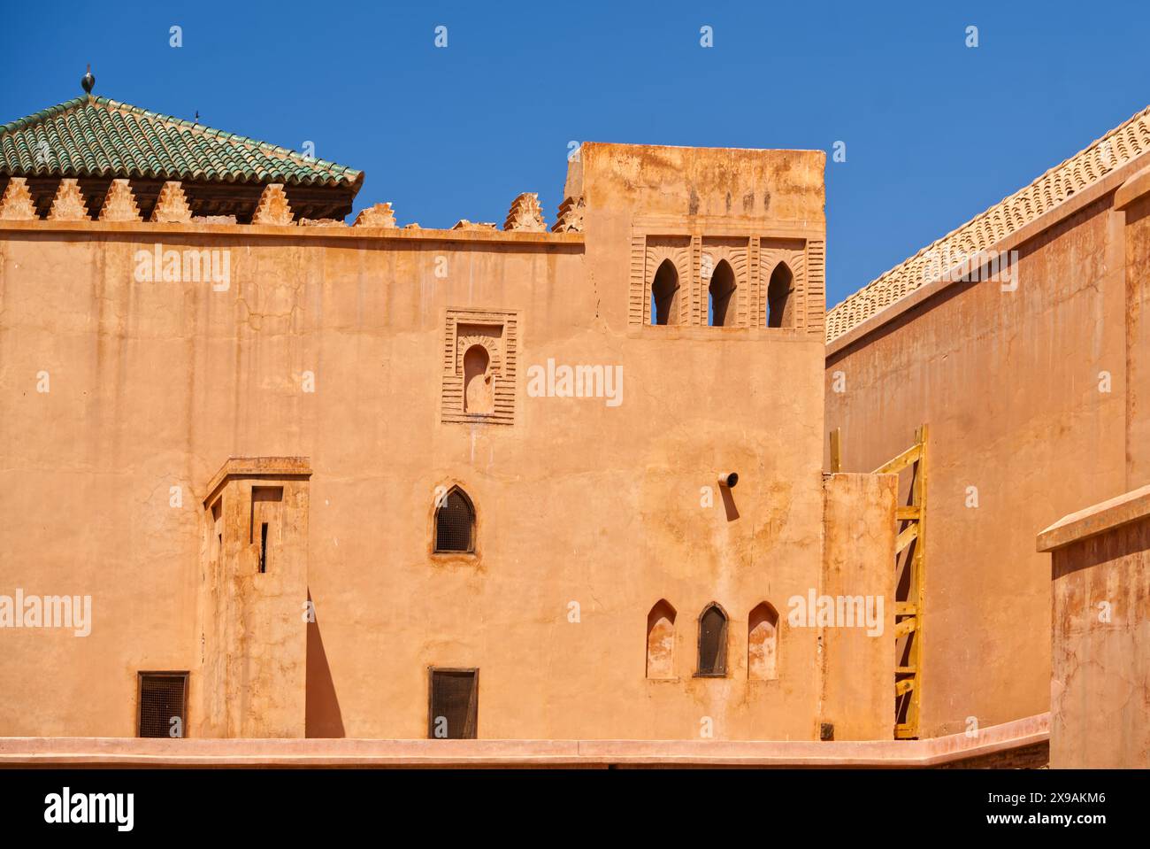Image of building in Morocco - Marrakech. Showing the orange clay sand ...