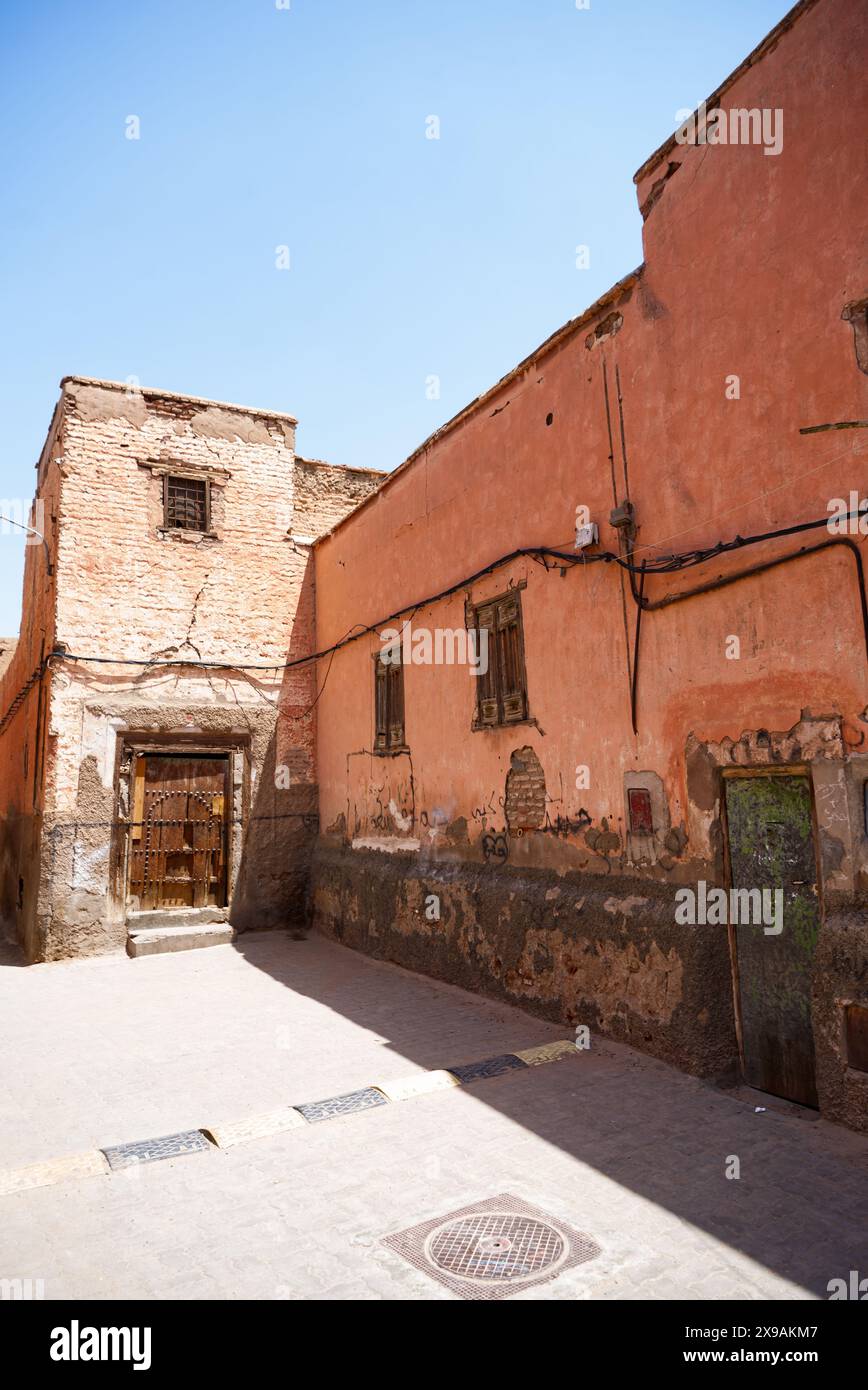 Image of building in Morocco - Marrakech. Showing the orange clay sand ...
