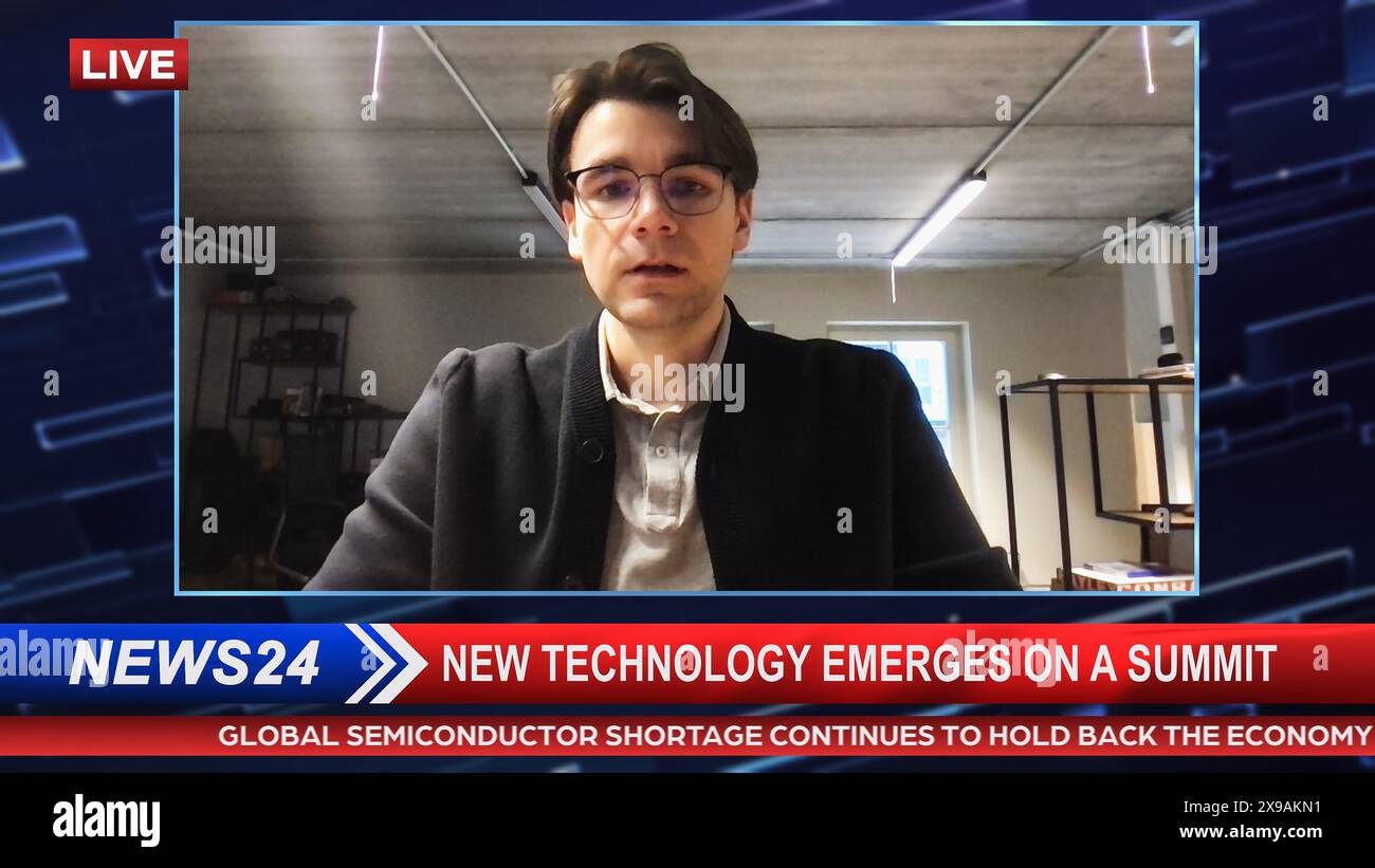 TV News Program Split Screen Edit. A Guest Expert Talks. Covering ...