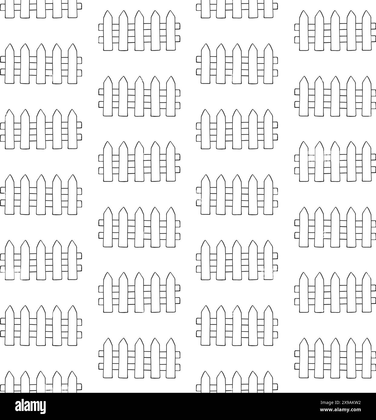 Vector seamless pattern of hand drawn doodle sketch fence isolated on ...